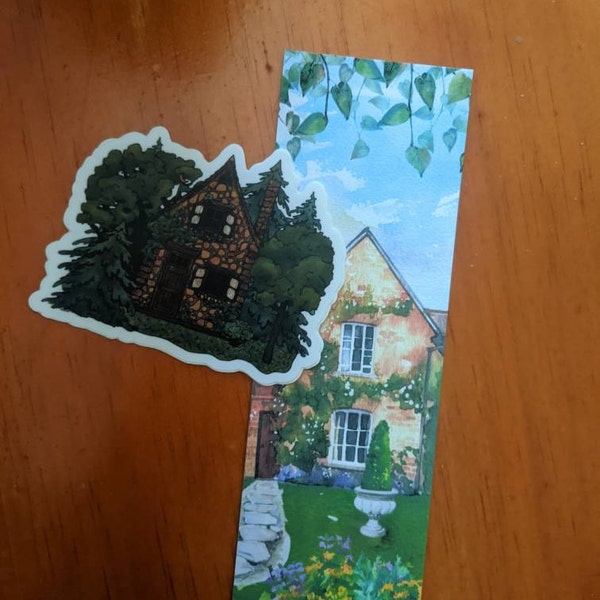 Cozy Cottagecore Sticker, Storybook House in the Forest Vinyl Decal ...