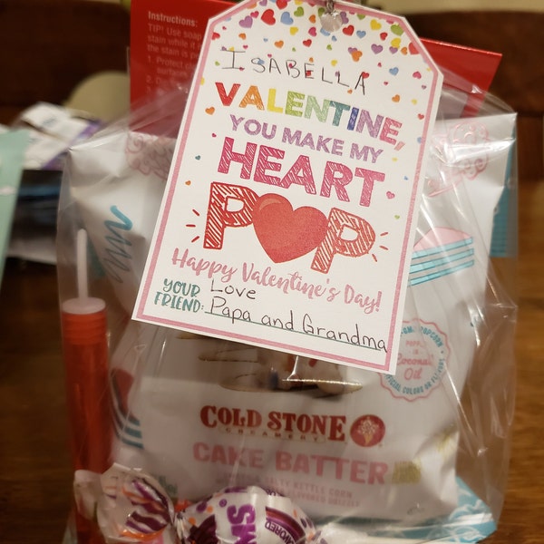 You Make My Heart Pop Valentine. Pop Valentine Tag, Lollipop Sucker ...