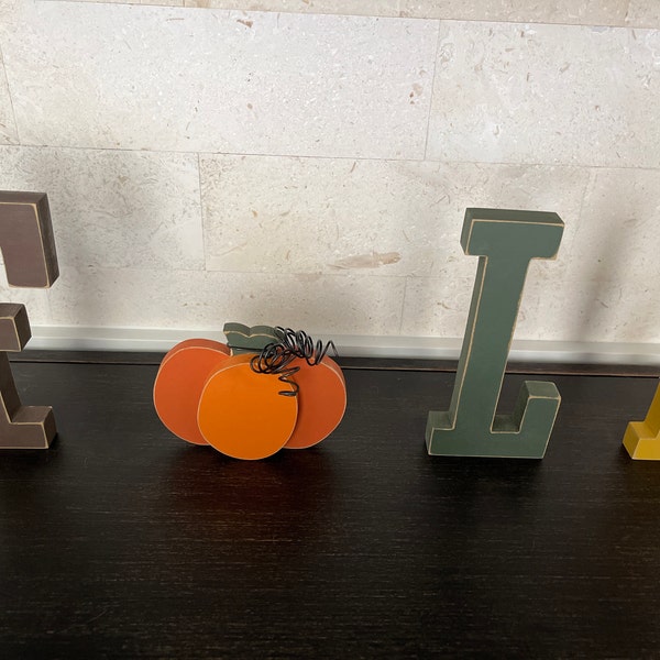 Fall Wood Letter Set With 2 Layer Pumpkin, Seasonal Home Decor for Fall ...