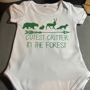 Cutest Critter in the Forest Onsie, Baby Onsie Svg, Woodland Baby Onsie ...