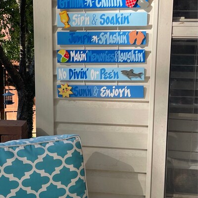 Day in Paradise,personalized,backyard Pool Signs,rustic Pool Decor ...