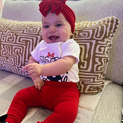 Red Bow Pull Proof Stretchy Red Headwrap Permanently Sewn Wrap Red Bow ...