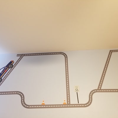 Wall Decals Gray Road With White Lines Curved & Straight - Etsy