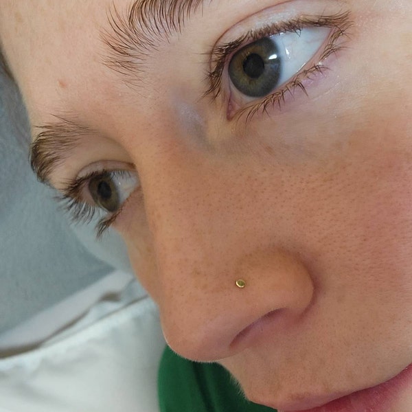 Flat to the Nose Gold Spot, Barely There Nose Stud -tiny 2mm Flush Gold ...