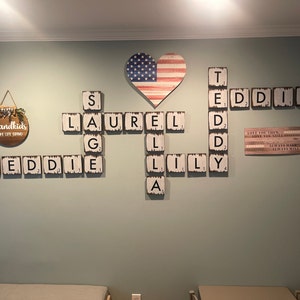 Wall Scrabble Tiles 4.5 Wood Tile Blocks Gallery Wall | Etsy