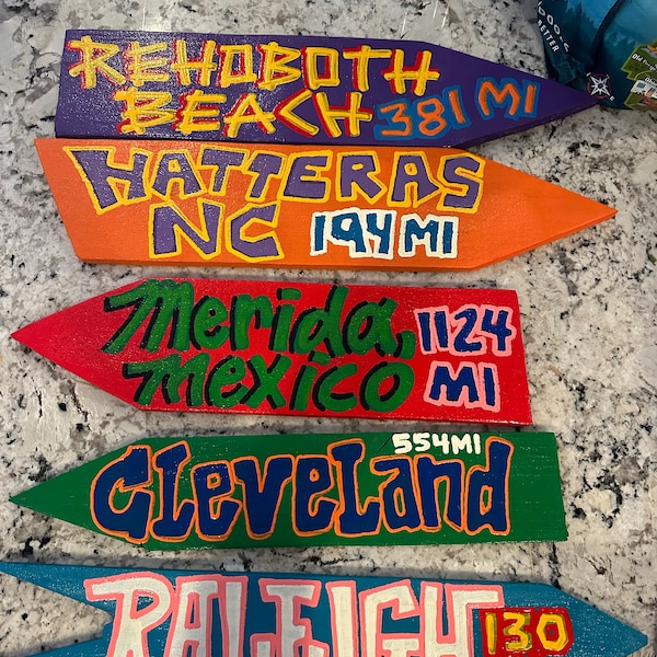 Set of 10 Directional Signs . Beach Signs . Tiki Signs . Custom ...