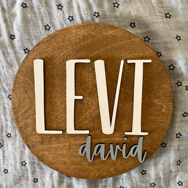 3D Baby Name Sign, Nursery Name Sign, Round Sign, Nursery Decor, Birth ...