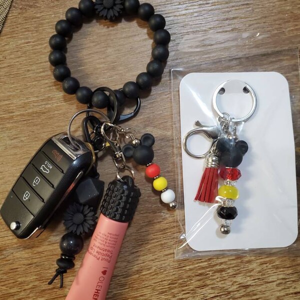 Flower Silicone Focal Beaded Keychains/beaded Keychains/cute Keychains ...