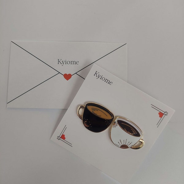 Coffee Mug Pins, Enamel Pin, Lapel Pin, Gold Plated, Set, Black, Latte ...