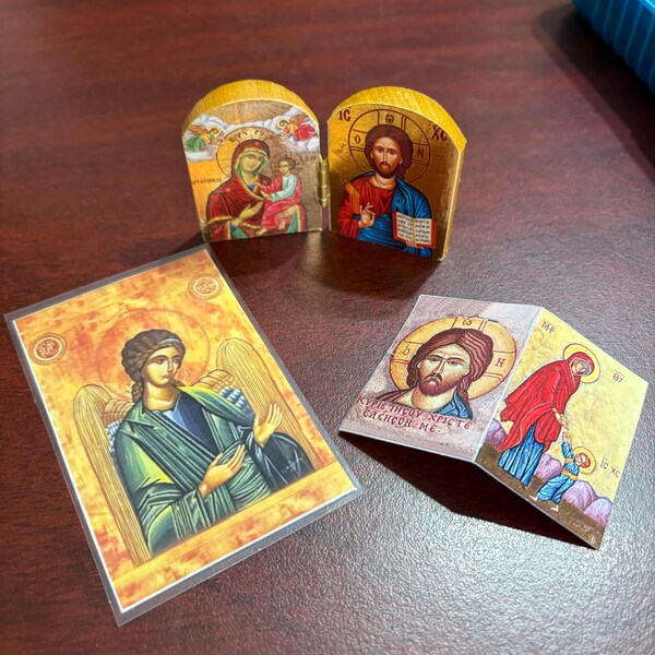 Mini Orthodox Diptych Icon: Virgin Mary and Jesus, Christian Decor - Etsy