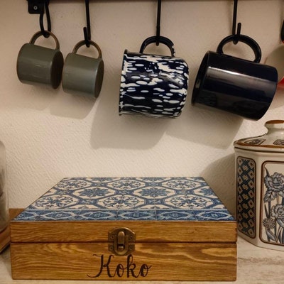 Wooden Tea Box. Green Leaves Decoration Tea Storage Box. Tea - Etsy
