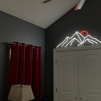 Mountain LED Neon Sign Customize Large Sunset Acrylic Wall Art ...
