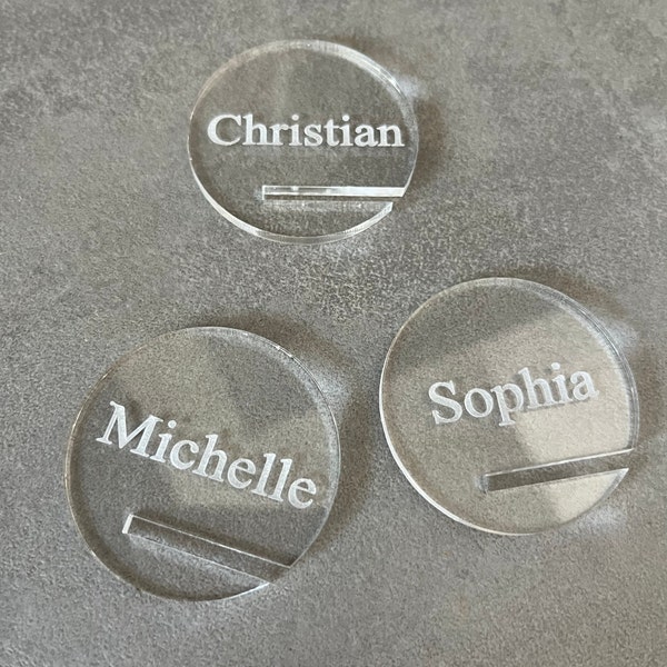 Acrylic Wedding Name Place Tags, Disc Name Tags, Mirror Acrylic Name ...