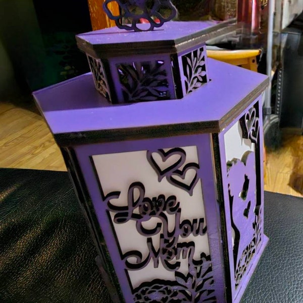 Mother and Baby Candle Holder SVG, Mothers Day Lantern Laser Cut File ...