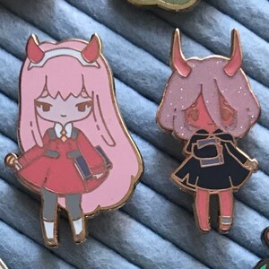 Zero Two Anime Lapel Pins Glitter & Rose Gold - Etsy