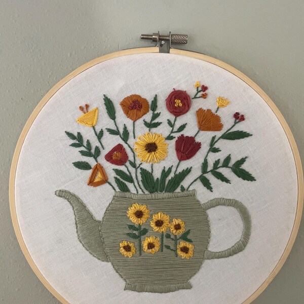 Iced Matcha Latte Embroidery Pattern Green Tea Hand Embroidery Design ...