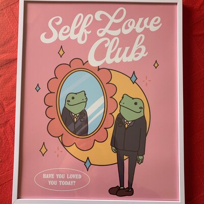 Frog Self Love Club Wall Print, Digital Download Print, Affirmation Art ...