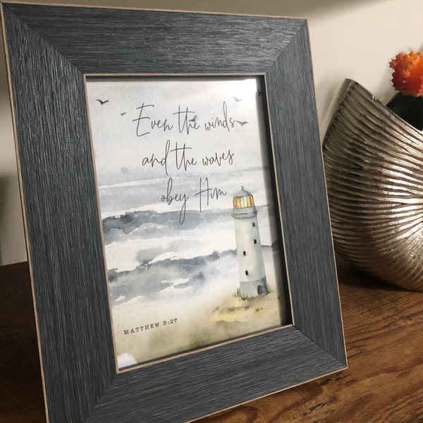 Scripture Prints, Even the Winds and the Waves Obey Him, Matthew 8:27 ...