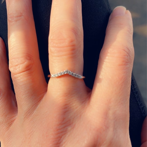 Delicate Chevron Ring - Sterling Silver, Rose Gold, Gold, White Gold ...