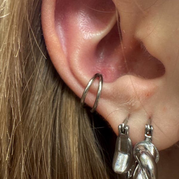 16G Double Chain Drape/dangle CZ Hidden Helix Piercing/rook Earring ...