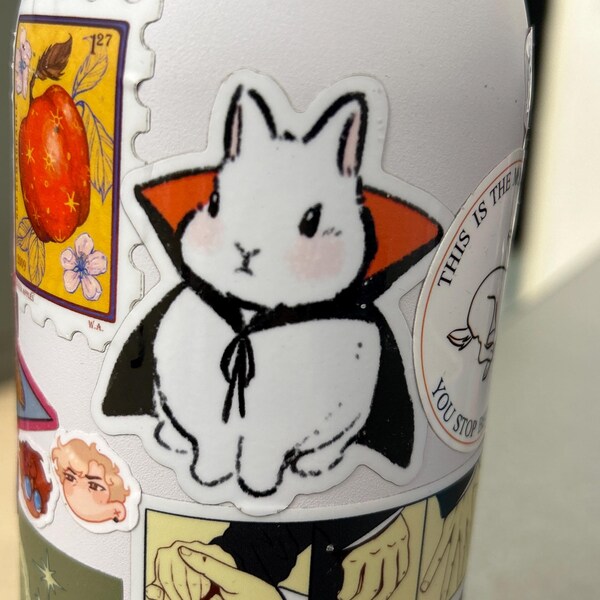 Vampire Bunny Sticker, Waterproof Vinyl Sticker, Halloween, Count ...