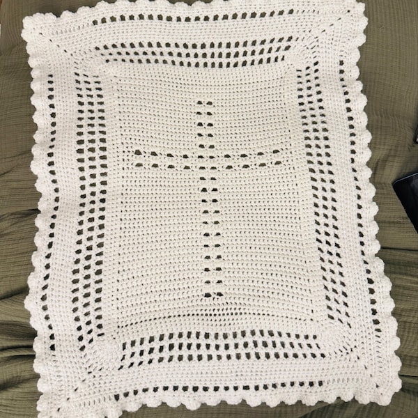 Crochet Cross Baby Blanket Pattern: Christening Gift 1st Cross (PDF ...