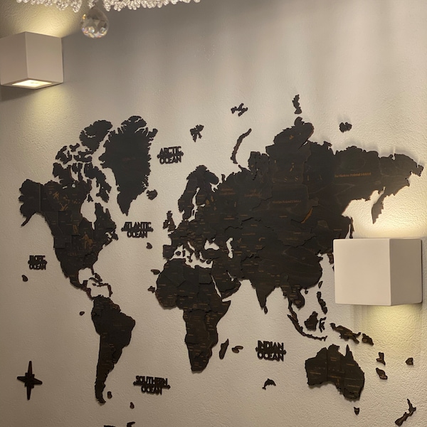 3D Wooden World Map, Wall Art Decor, Office Decor, Housewarming and ...