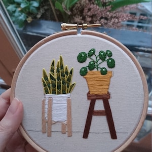 Bamboo Shelf & Yucca Plant Embroidery Pattern PDF, Modern Embroidery ...