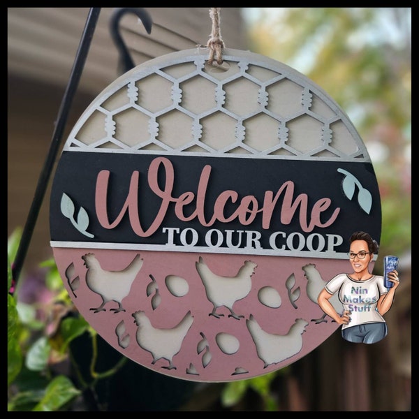 Chicken Coop Sign, Welcome Sign SVG, Chicken Door Hanger Svg, Farmhouse ...
