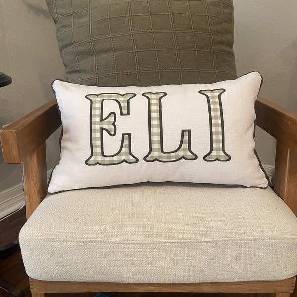 12x20 in Personalized Applique Name and Monogram Pillow Cover - Etsy