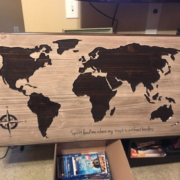 Carved Wood World Map Art, Travel Tracker, Anniversary Gift - Etsy