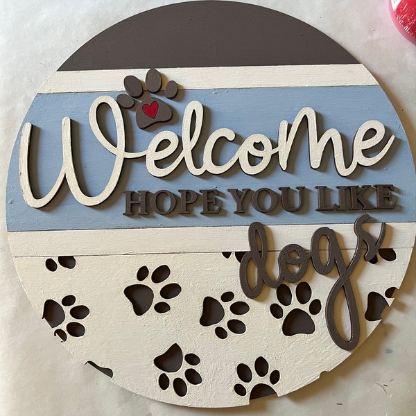 DIY Wood Sign - Dog OR Cat Welcome Unfinished Cut Out Door Hanger Wall ...