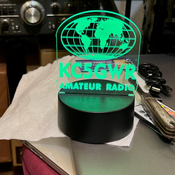 Ham Radio Lighted Globe Callsign Display LED - Amateur Radio Operator ...