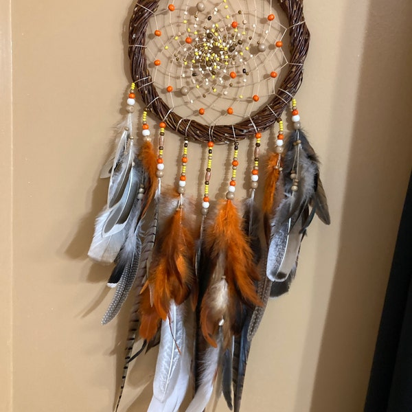Native American Authentic Emerald Dream Catcher With Natural Bird ...