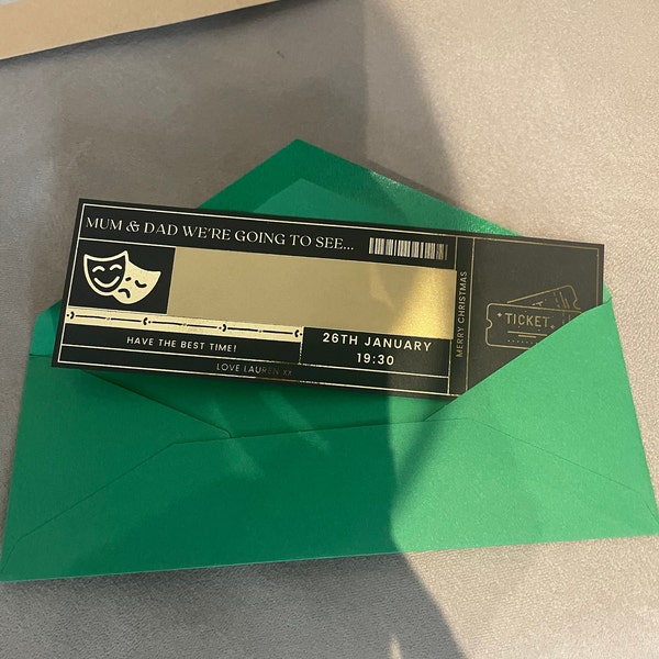 Personalised Event Foiled Ticket, Custom Souvenir Golden Foil Ticket ...