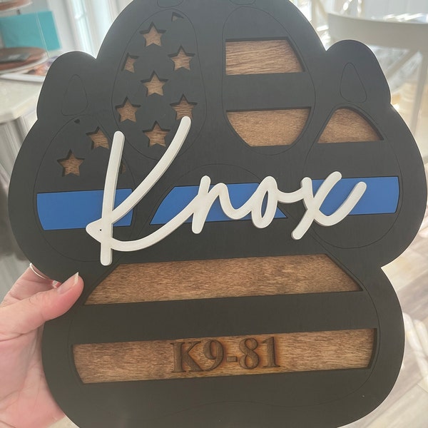Police K9 Paw Print Sign, Thin Blue Line K9 Sign, Law Enforcement Decor ...