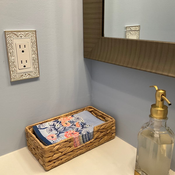 Charming Victorian Style Cast Iron Distressed White Double Outlet Cover ...