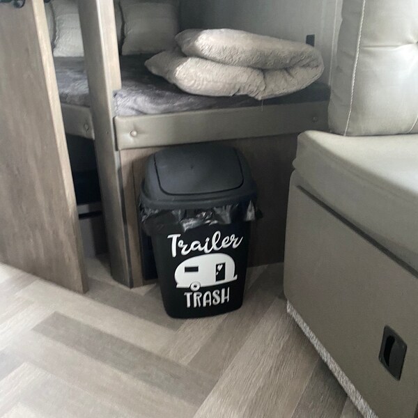 Trailer Trash Camper Decal - Retro Rv Sticker - Vinyl Trash Can Decal ...
