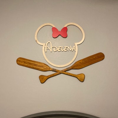 Wooden Minnie Mouse Sign, Disney Minnie Mouse With Bow, Wooden Name ...