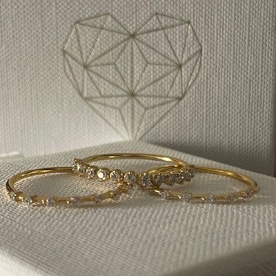 Pearl Diamond Stacking Rings by Caitlyn Minimalist Dainty Gold Pearl ...