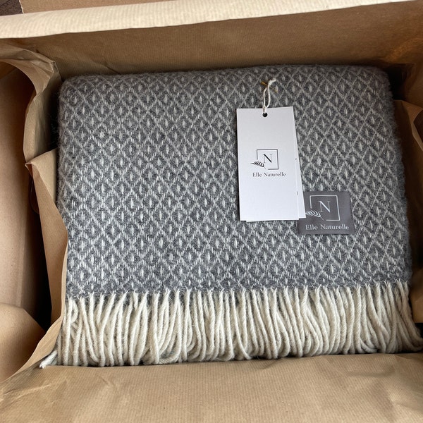 100% Sheep Wool Blanket in Mustard. Green Wool Plaid. High Quality Wool ...