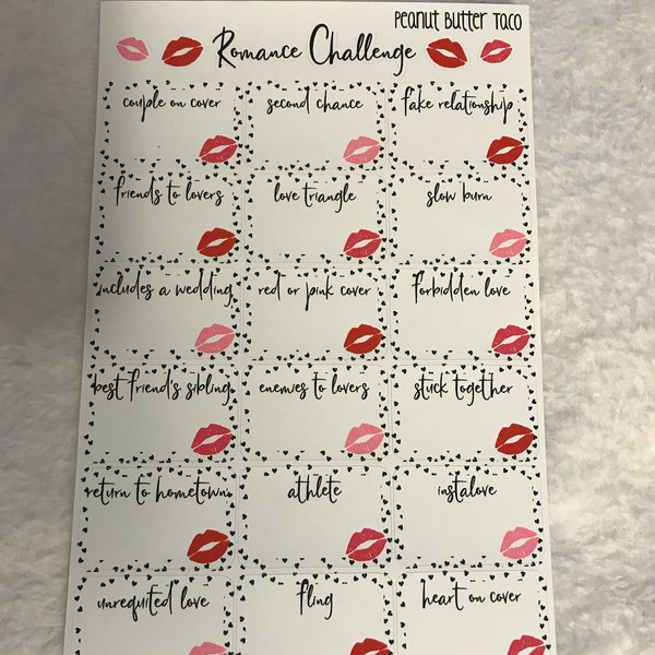 Romance Reading Challenge Planner Stickers - Genre Reading Challenge ...