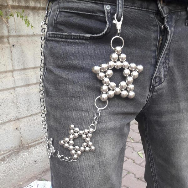 Metal Punk Rock Layered Chain Keychains for Men Women Waist Key Chain ...