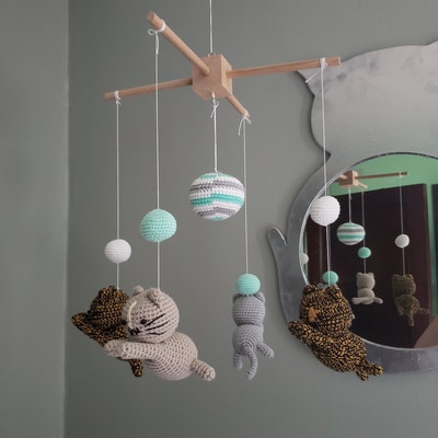 Custom Kitten Baby Mobile, Custom Cat, Kitten Mobile Nursery, Baby ...