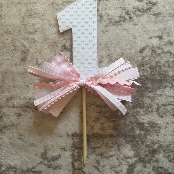 Birthday Number Cake Topper, Gingham Swiss Dot Number Cake Topper With ...