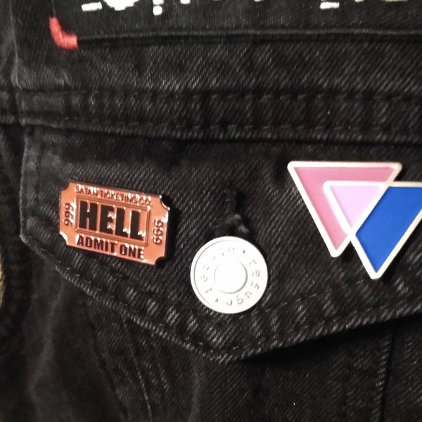 Funny Enamel Lapel Pin, Ticket to Hell Admit One, Ticket Stub Pin ...