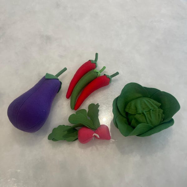 Vegetables Set Play Food felt Food, Pretend Play Kids Kitchen, Plush ...