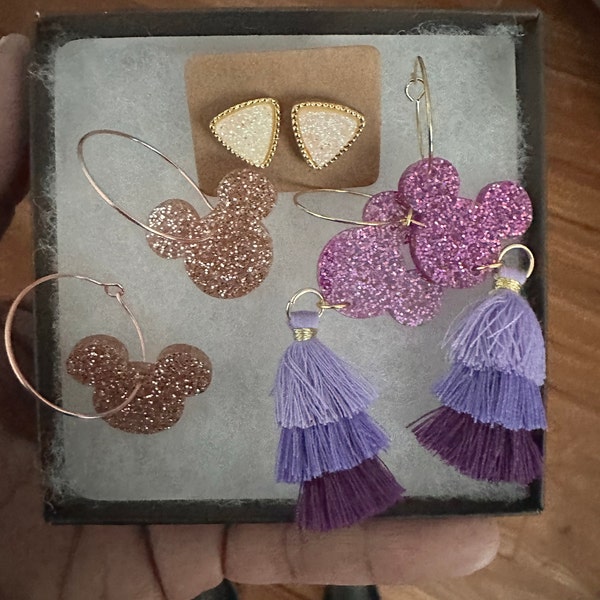 Dusty Rose, Very Light Pink and Rainbow White -10mm or 8mm Crown Stud Set - Etsy