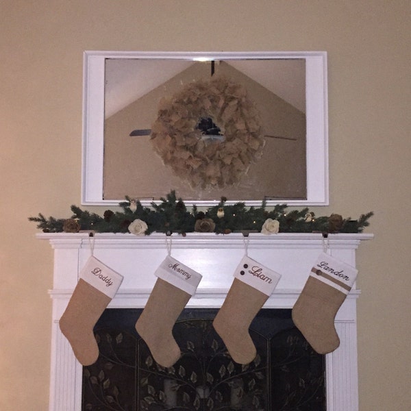 Burlap Stockings, Plain , Rustic Stockings Lined With White Muslin ...