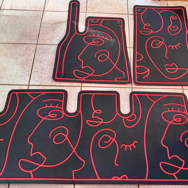 Сar Floor Mats With Stone Print in Black and Blue, Car Floor Rugs, Car ...